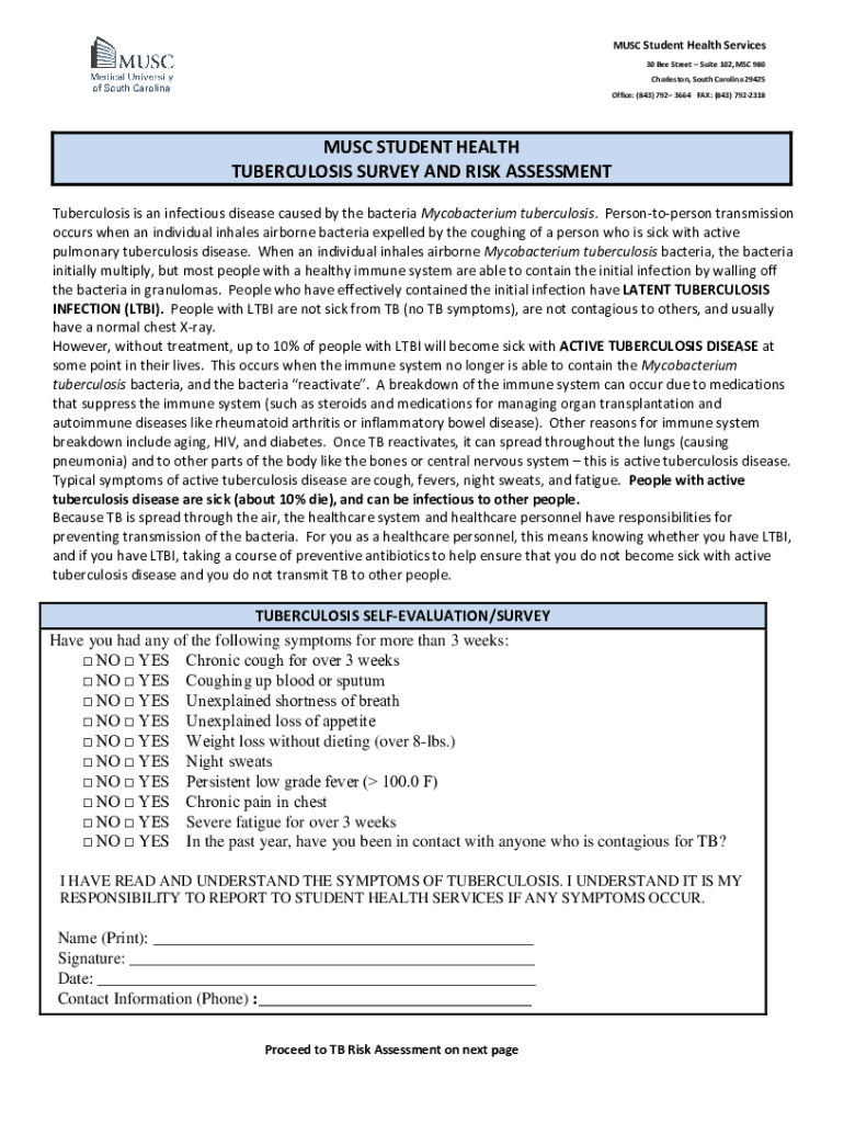 Fillable Online MUSC TB Risk Assessment Policy Fax Email Print - pdfFiller
