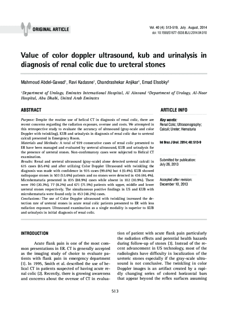 Fillable Online Value of Color Doppler ultrasound, kub and urinalysis ...