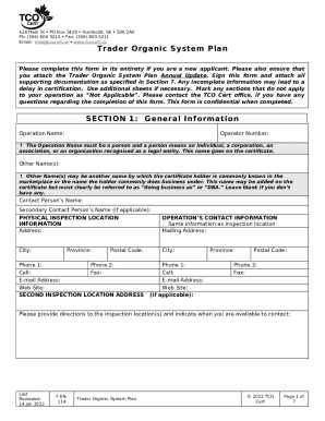 Organic System Plan (OSP) Doc Template | pdfFiller