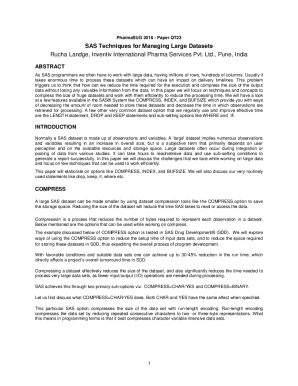 Fillable Online SAS Techniques for Managing Large Datasets. SAS Techniques for Managing Large ...