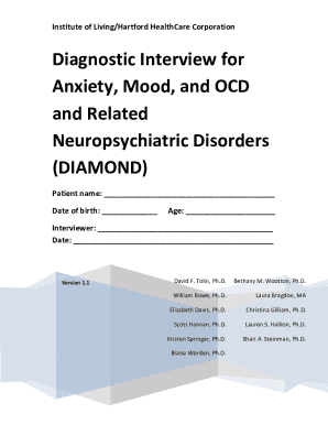 Fillable Online Diagnostic Interview for Anxiety, Mood, and OCD and ...