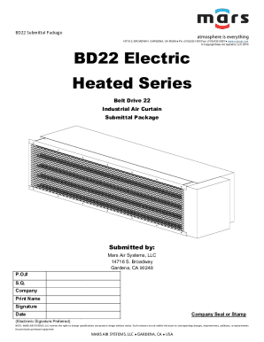 Fillable Online BD22 Electric Heated Series - Mars Air Systems Fax ...