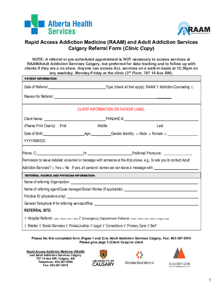 Fillable Online cumming ucalgary RAAM Referral Form Fax Email Print ...