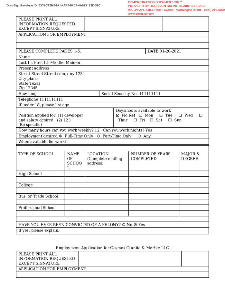 Fillable Online DEMONSTRATION DOCUMENT ONLY Fax Email Print - pdfFiller