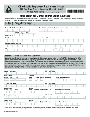 Fillable Online OPERS Health Care Program - OPERS Vision and Dental ...