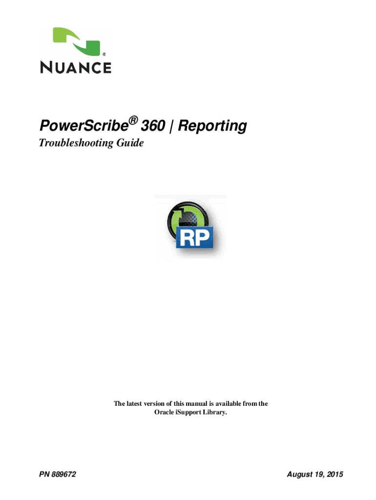 Fillable Online PowerScribe 360Reporting Troubleshooting Guide ...
