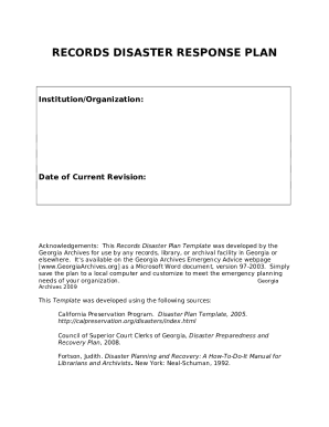 Disaster Plan template - New York State Archives - archives alabama Doc ...