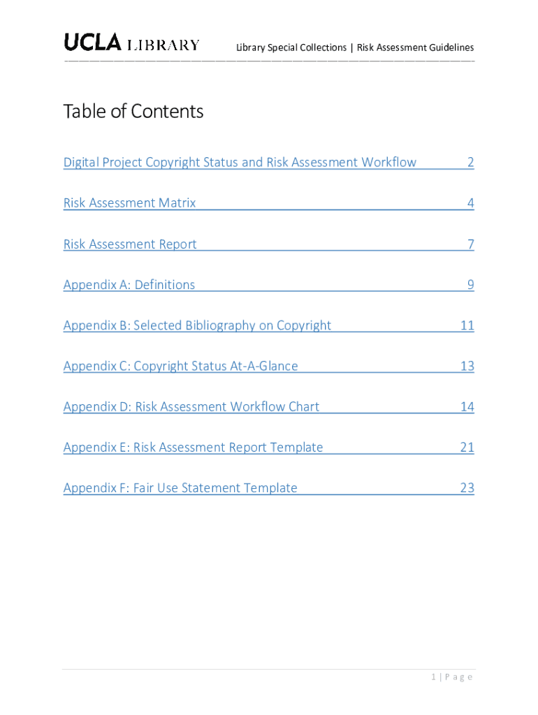 Fillable Online UCLA Library Special Collections Risk Assessment ...