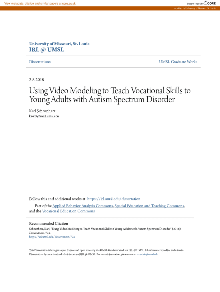 Fillable Online Using Video Modeling to Teach Vocational Skills to ...