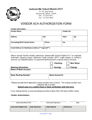 Fillable Online Vendor ACH Election Form Fax Email Print - pdfFiller