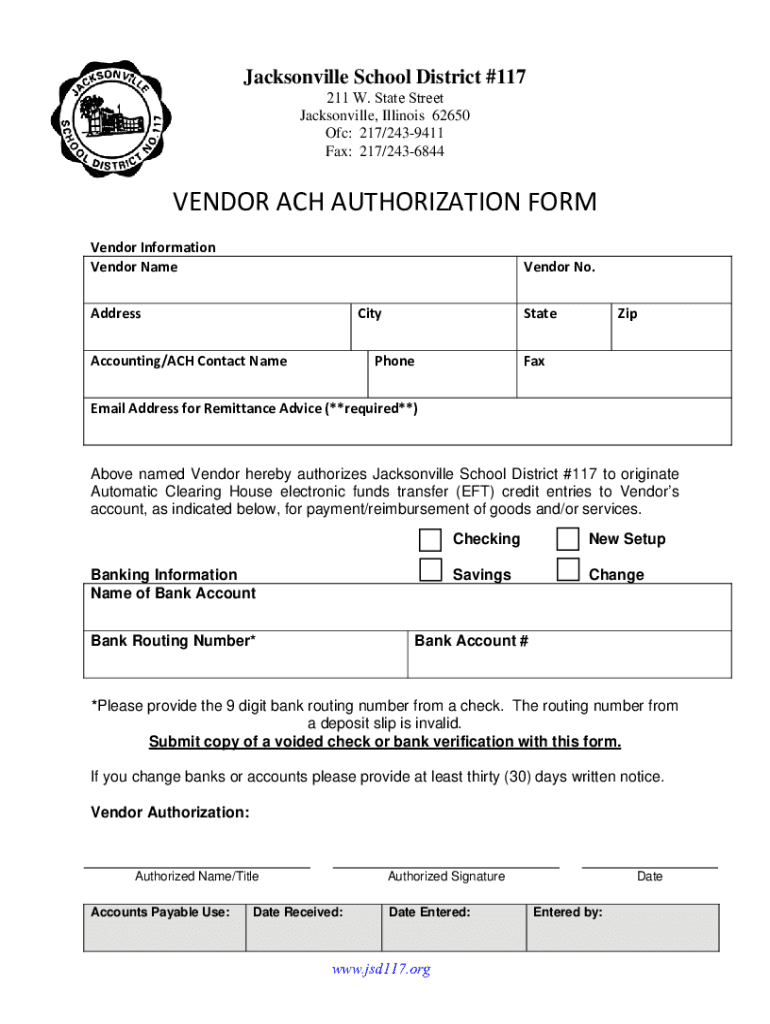 Fillable Online Vendor ACH Election Form Fax Email Print - pdfFiller
