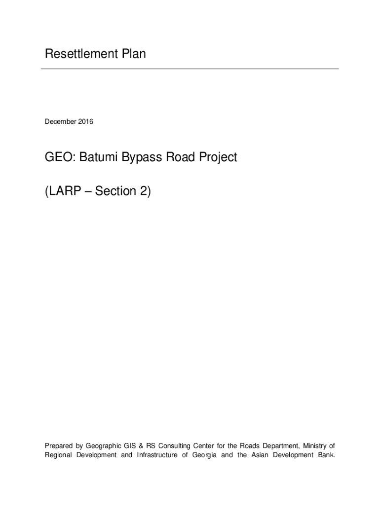 Fillable Online Resettlement Plan GEO: Batumi Bypass Road Project (LARP ... Fax Email Print ...