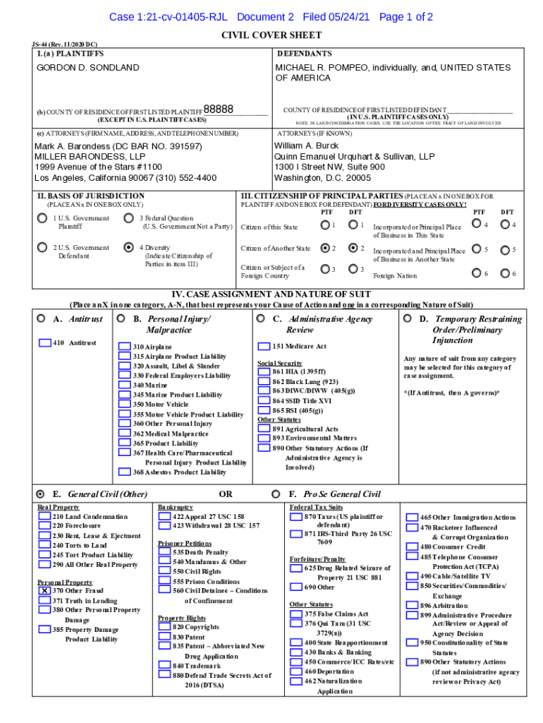 Fillable Online Civl Cover Sheet (USDC-DC) - DRAFT (FILLABLE) copy Fax ...