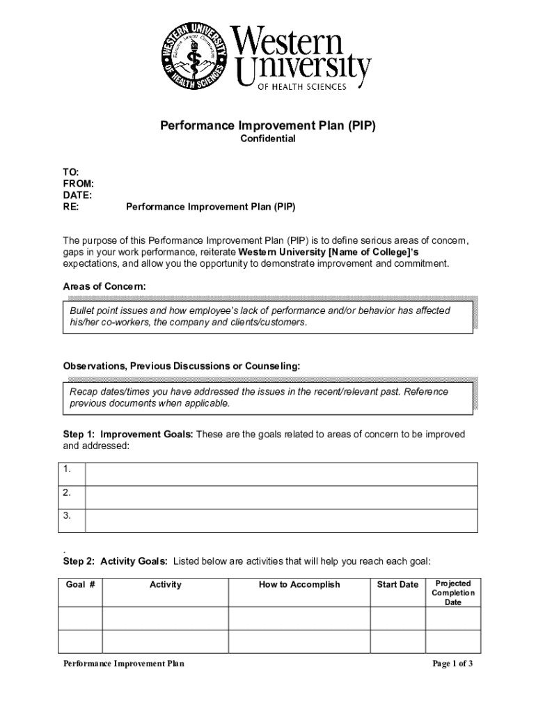 Fillable Online Performance Improvement Plan template Fax Email Print ...
