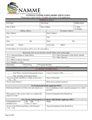 Fillable Online (NAMME) was established in 1975 by a group of Fax Email ...