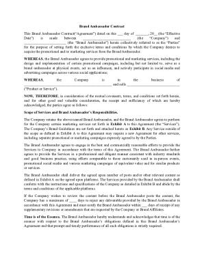 Fillable Online Free Brand Ambassador Contract Template Word ...