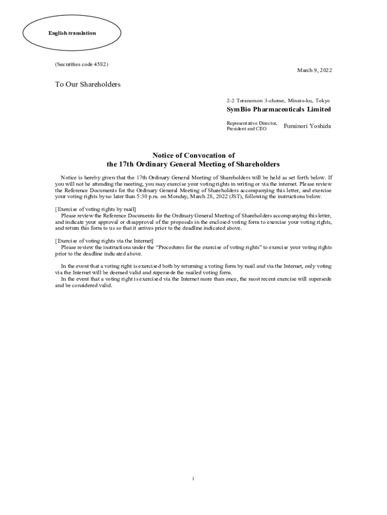 Fillable Online NOTICE OF CONVOCATION OF THE 49TH ORDINARY ... Fax Email Print - pdfFiller