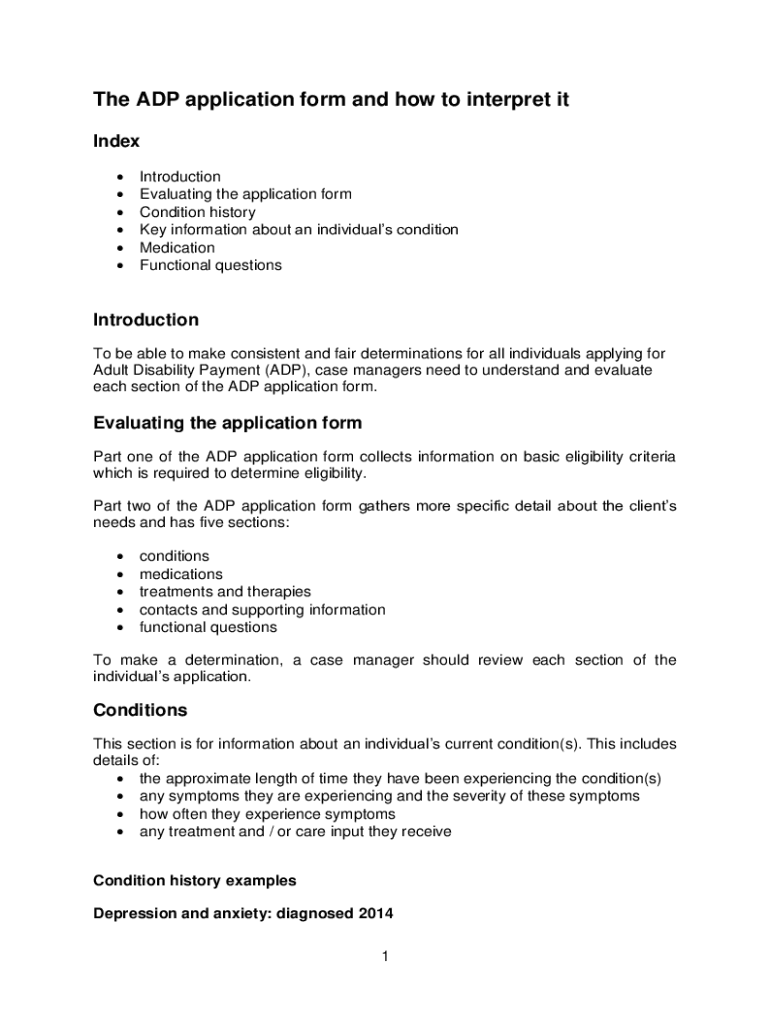 Fillable Online The ADP application form and how to interpret it Fax ...