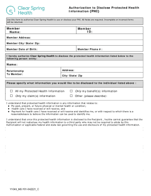 Fillable Online CSH HIPAA Auth Form - Clear Spring Health Fax Email ...