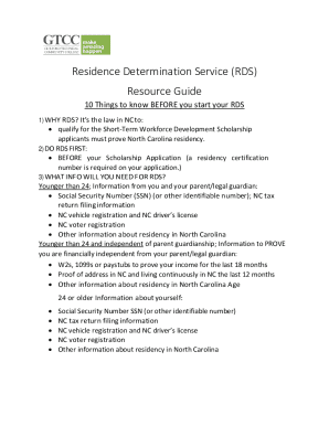 Fillable Online Residence Determination Service (RDS) Resource Guide ...