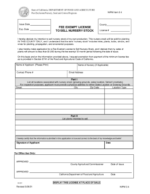 Fillable Online APPLICATION FOR LICENSE TO SELL NURSERY STOCK Fax Email ...