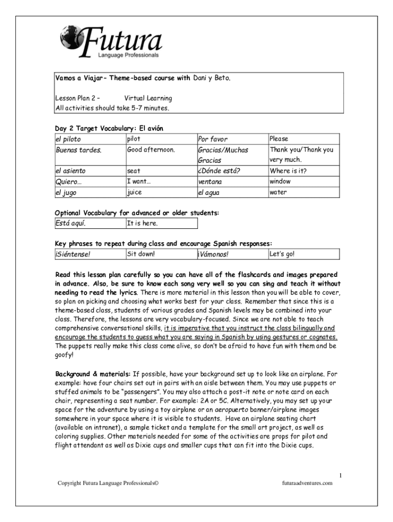 Fillable Online 1 Vamos a Viajar- Theme-based course with Dani y Beto ...