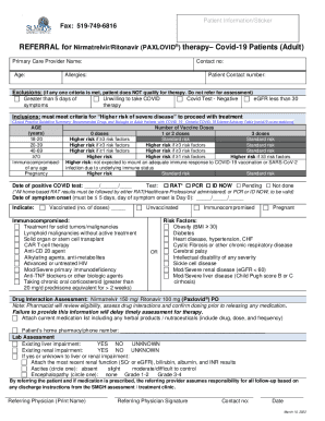 Fillable Online Paxlovid (nirmatrelvir/) Referral Form Fax Email Print ...