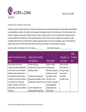Sample Not-for-Profit Audit Committee Charter Matrix. This ...