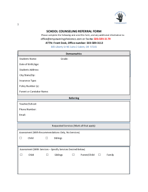 Fillable Online Counseling Department / SMS School Counselor Referral ...
