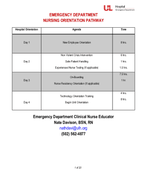 Fillable Online EMERGENCY DEPARTMENT NURSING ORIENTATION PATHWAY ...