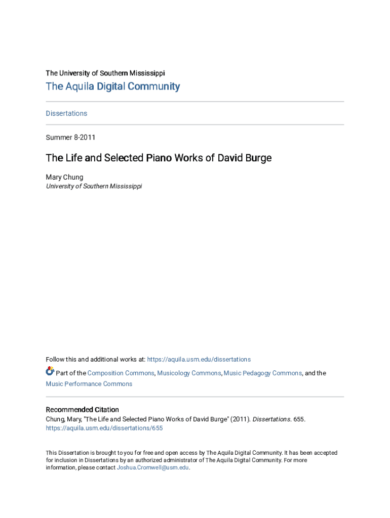 Fillable Online The Life and Selected Piano Works of David Burge Fax ...