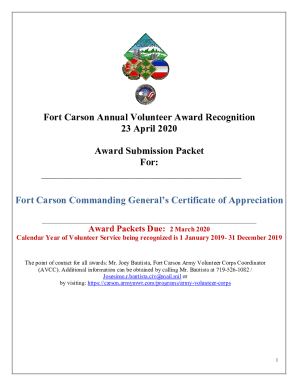 Fillable Online Fort Carson Commanding General's Certificate of Appreciation Fax Email Print ...