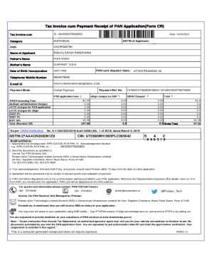 Fillable Online Tax Invoice cum Payment Receipt of PAN Application(Form ...