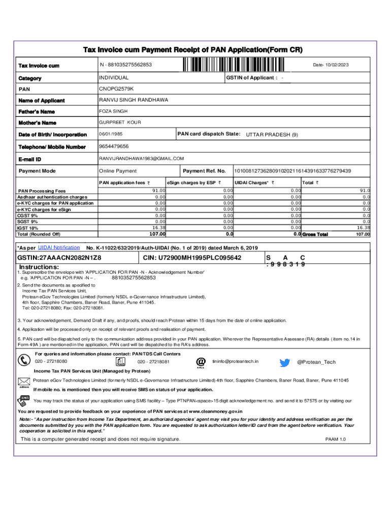 Fillable Online tax invoice cum payment receipt Fax Email Print - pdfFiller