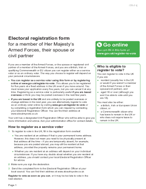 Fillable Online Electoral registration form for a member of Her Majesty's ... Fax Email Print ...