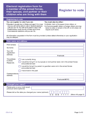 Fillable Online Application to vote if you're in the armed forces ...