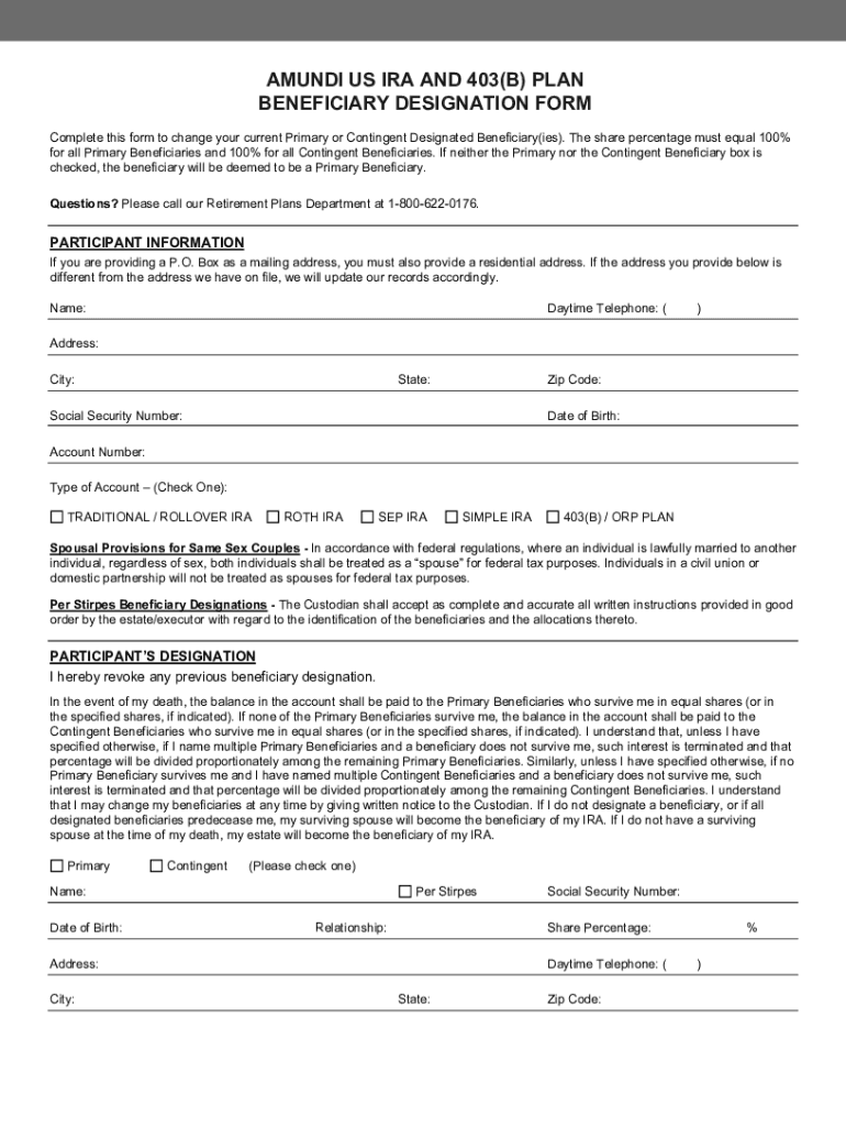 Fillable Online 403(b)(7) CHANGE OF BENEFICIARY FORM - Alger Fax Email ...