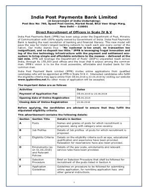 Fillable Online Current Openings - India Post Payments Bank Fax Email ...
