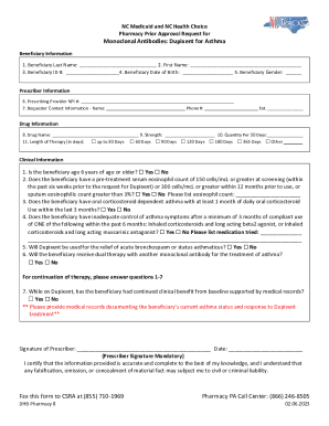 Fillable Online Pharmacy Request for Prior Approval Dupixent-ASTHMA Fax ...