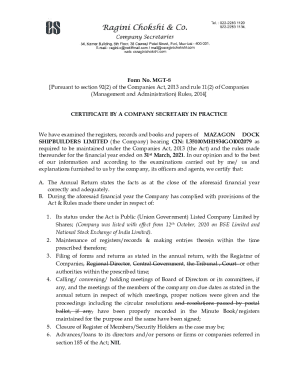 Fillable Online Form No. MGT-8 Pursuant to section 92(2) of the ...