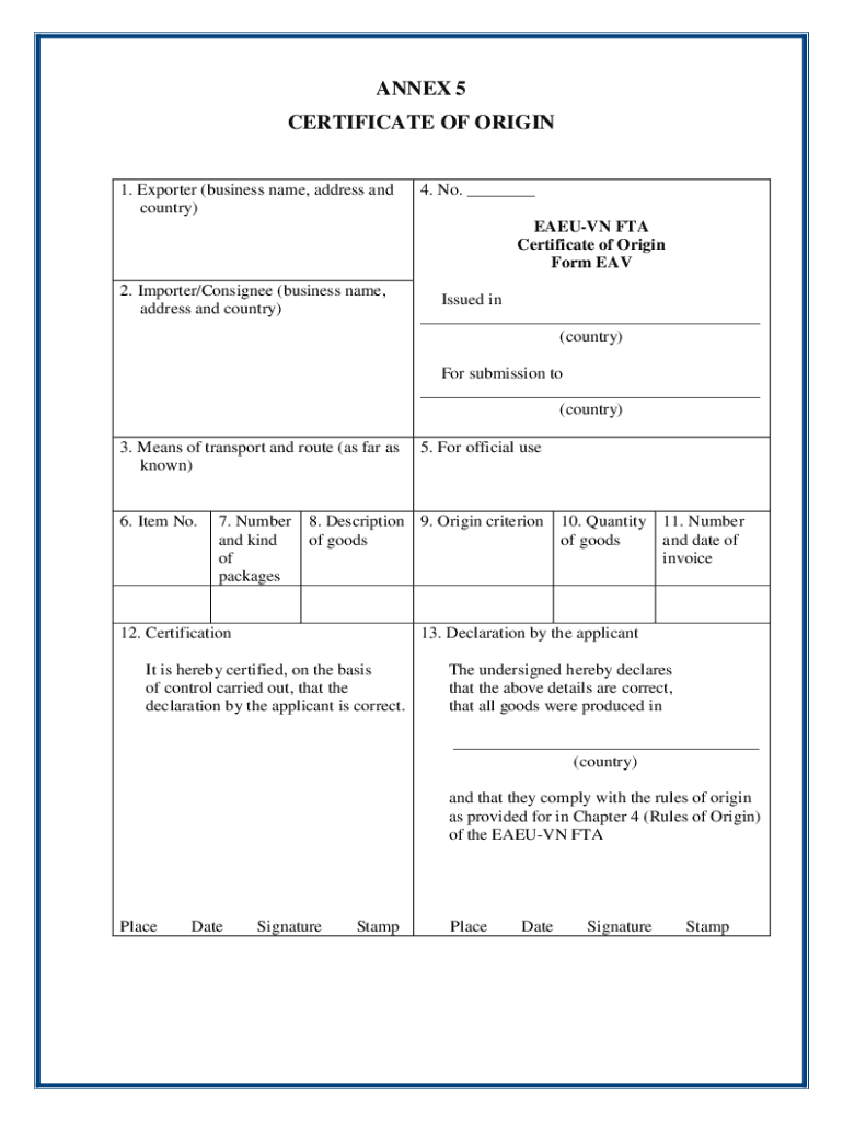 Fillable Online Annex 5 Certificate - Fill Online, Printable, Fillable, Blank Fax Email Print ...