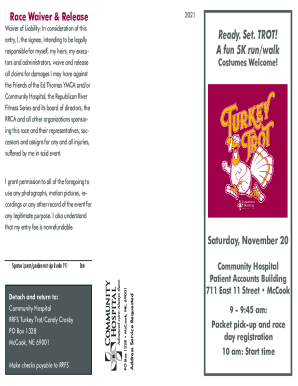 Fillable Online 5k Run and Walk, Waiver & Release Form I - Experian Fax ...