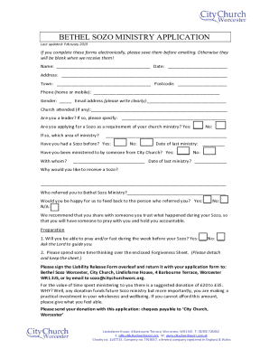 Fillable Online Sozo Ministry Application Form Fax Email Print - pdfFiller