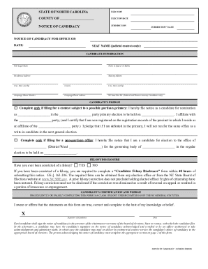 Fillable Online notice of candidacy. NCSBOE 201906 Fax Email Print ...