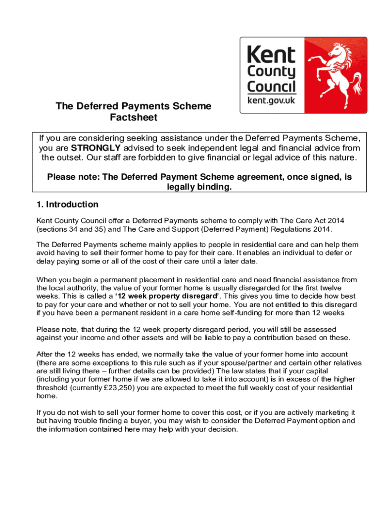 Fillable Online Deferred Payment Agreement Scheme (full guide ...