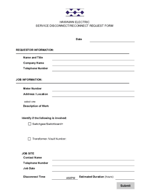 Fillable Online Hawaiian Electric Service Disconnect/Reconnect Request ...