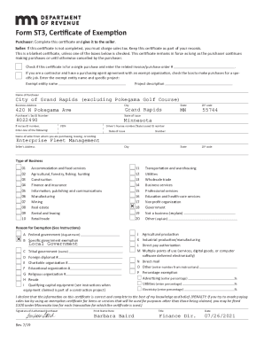 Fillable Online Form ST3 - Certificate of Exemption - Ngin Fax Email ...