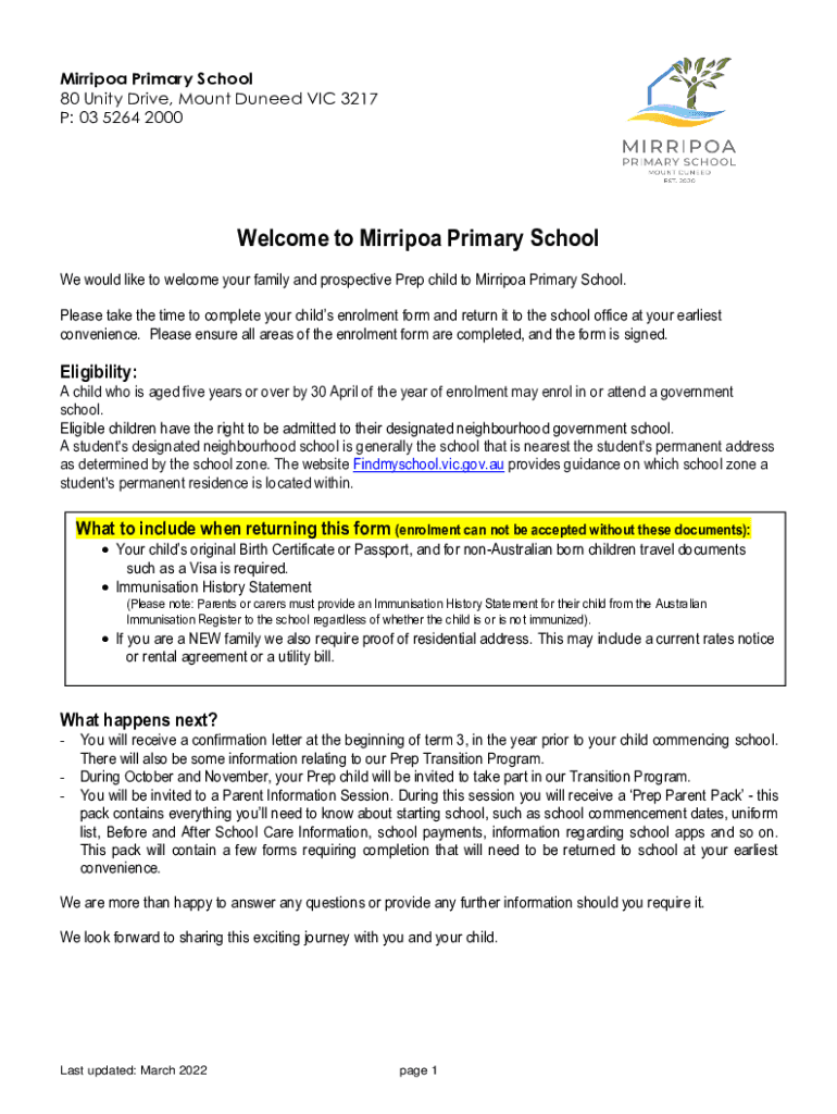 Fillable Online Mirripoa Primary School - School Sport Victoria Fax ...