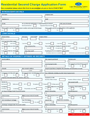 Fillable Online Residential Second Charge Application Form - Specialist ...