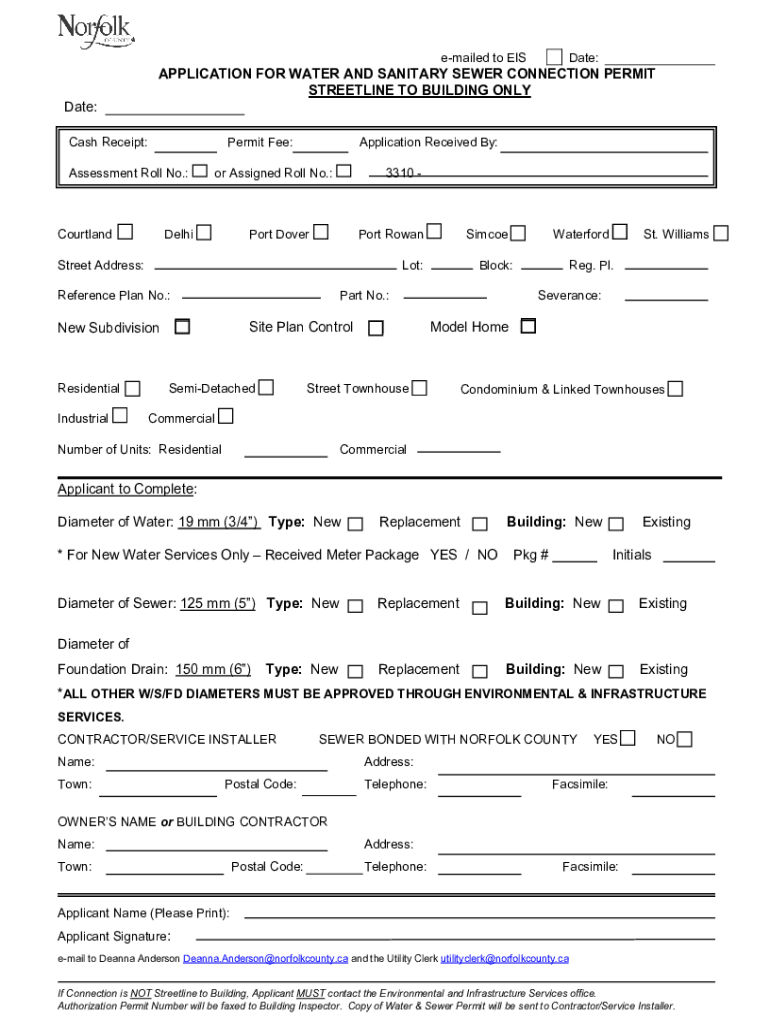 Fillable Online Permit Fee: Application Received By - NorfolkCounty.ca ...